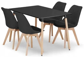 Jídelní set 1 + 4, stůl ADRIA 120x80 černý + židle DAREN NORI černé
