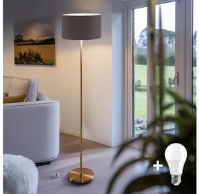 LED Stojací lampa TUNJA 1xE27/20W/230V pr. 38 cm zlatá/hnědá