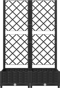 Zahradní květináč s mřížkou černý 80 x 40 x 121,5 cm PP 318270