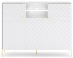 Komoda Diamond s LED osvětlením 153,9 cm bílý lesk