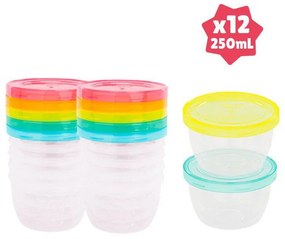 Badabulle Misky s víčky MAXI FUN COLORS 250 ml sada 12 ks