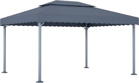 Altán se světelnými LED řetězy 400 x 300 cm antracitový hliník 3070352