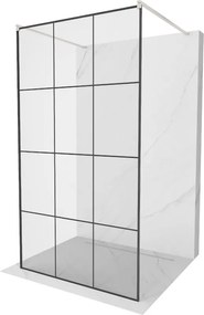 Mexen Kioto, sprchová zástěna Walk-In 110 x 200 cm, 8mm sklo černý vzor, ​​broušená ocel profil, 800-110-002-97-77