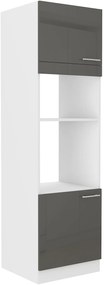 STL 60 cm skříňka vysoká 2D na mikrovlnnou a pečící vestavnou troubu LARA Barevné provedení: Bílá / Šedý lesk