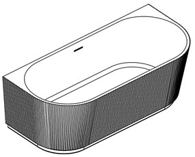 BPS-koupelny Volně stojící akrylátová vana ke stěně HYD-CA517D2 170x75 bílá, odtokový komplet ocel kartáčovaná