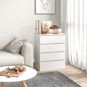 HOMCOM Úložná Komoda s 4 Zásuvkami Moderní Styl s Mechanismem Tichého Zavírání - 60 x 40 x 80 cm, Bílá