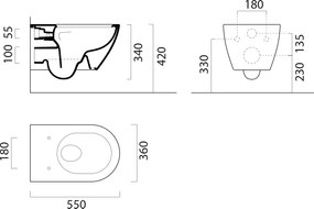 GSI GSI, PURA ECO závěsná WC mísa, Swirlflush, 36x55cm, černá dual-mat, 880726