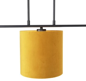 Závěsná lampa s velurovými odstíny žluté se zlatem 20cm - Combi 3 Deluxe