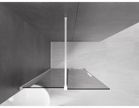 Mexen Velar, sprchová zástěna s posuvnými dveřmi Walk-in 110 x 200 cm, 8mm šedé sklo, bílá matná, 871-110-000-43-20
