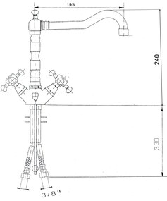 Reitano Rubinetteria ANTEA stojánková dřezová baterie s retro hubicí, chrom/zlato 3122
