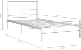 Rám postele bílý kov 100 x 200 cm 284693