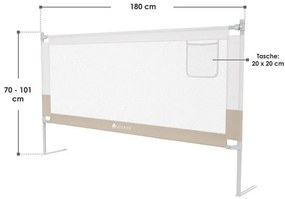 Dětská zábrana na postel, 180 cm, výškově nastavitelná