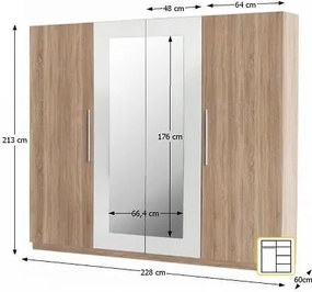 Ložnice MARTINA, dub sonoma/bílá