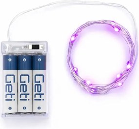 LED světýlka na baterie, kapičky, 2,30 m, růžová, 20 diod, drátek, IP20 interiér, 3 × AA
