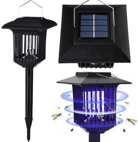 Bluegarden, LED solární lampa proti hmyzu 15x15x27 cm J-22, černá, OGR-02107
