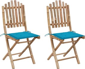 vidaXL Skládací zahradní židle s poduškami 2 ks bambus [3063997] Barva: Královská modř