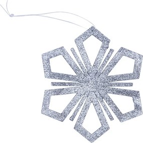 Vánoční ozdoba vločka II, pr. 15 cm, stříbrná, překližka, venkovní