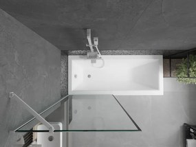 Mexen Next, vanová zástěna 1-křídlová 80 x 150 cm, fixní křídlo, 6 mm čiré sklo s černým vzorem, bílý profil, 895-080-000-00-0-20