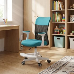 Dětská židle Neoseat MONKEY WHITE s podnoží — látka, bílá / tyrkysová
