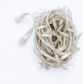 LED tekoucí světlo, 6 m, ledově bílá, 96 diod, čirý kabel IP44, 24V