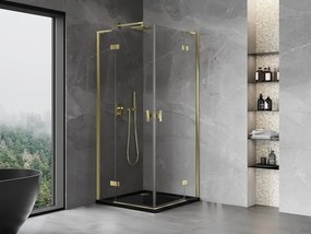 Mexen Mist-H L Duo, 2-křídlý ​​sprchový kout 115 x 115 cm, čiré sklo, zlatý lesklý profil, 8A5L-115L-115P-50-00
