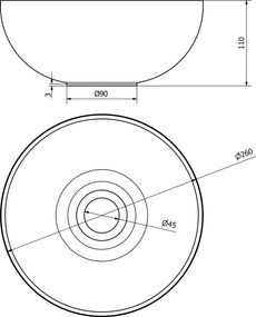 Sapho Minor betonové umyvadlo na desku 26 cm šedá MR26017