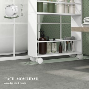 HOMCOM 3-policový kuchyňský vozík se bočními zábradlím a madly do jídelny a koupelny 45x15x80 cm Bílý