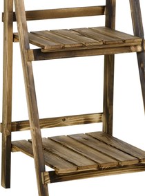 Outsunny Trojhákový Dřevěný Stojan na Rostliny Skládací Police na Rostliny pro Vnitřní a Venkovní Terasu Zahradu Balkon 40x37x93 cm Přírodní