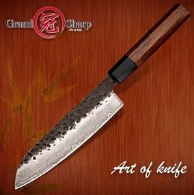 Kuchyňský Santoku nůž 7" Grand Sharp TOKUŠIMA ručně kovaný