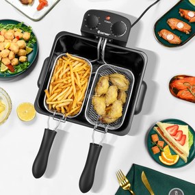 Costway Fritéza s tukem 5 L z nerezové oceli 1700 W s 3 fritovacími košíky