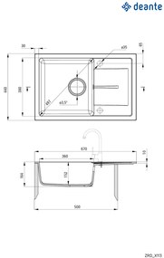 Deante Granite sink, 1-bowl with drainer