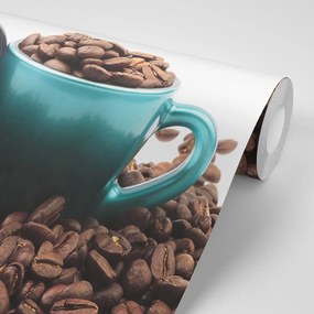 Samolepící fototapeta šálek s kávovými zrnky
