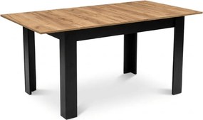 Rozkládací jídelní stůl MADO 120/160x80 cm, černá/dub craft