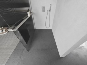 Mexen Kioto+ L, sprchová zástěna Walk-In s poličkou a věšákem 80 x 200 cm, 8mm sklo s žebrovým vzorem, broušená ocel profil, 800-080-123-97-09