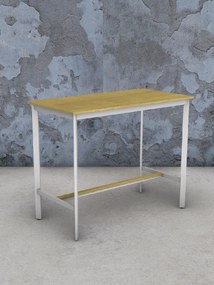 Barový stůl bílý A10, masiv dub přírodní, 130 x 68 cm