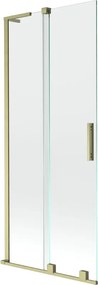Mexen Velar L, 2-křídlová posuvná vanová zástěna 85 x 150 cm, 8mm čiré sklo, zlatý matný profil, 896-085-003-01-55