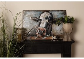 3D černo-bílý kovový obraz kráva Iron Cow - 90*5*60 cm