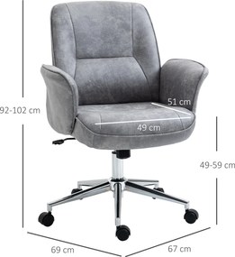Kancelářská židle Vinsetto XXL ergonomická čalouněná židle výškově nastavitelná s funkcí houpání do nosnosti 120 kg Světle šedá | Aosom.de