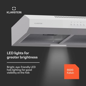 Klarstein Contempo 60, digestoř, 60 cm, podskříňková, 200 m³/h, LED, akryl, nerezavějící ocel