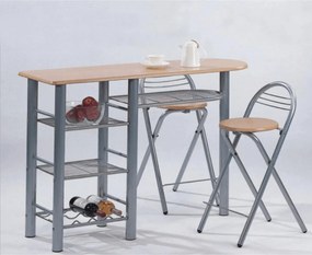 Komplet barový stůl + 2 židle, buk, 120x40 cm, BOXER