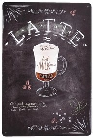 Kovová cedule Latte recipe