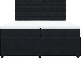 Box spring postel s matrací černá 200x200 cm samet 3294738