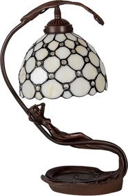 Krémová stolní lampa Tiffany Millie - 28*20*41 cm E14/max 1*25W
