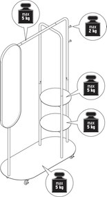 Tchibo - Otevřená šatní skříň na kolečkách s velkým zrcadlem - barva: černá