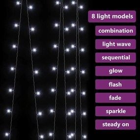 Světelný závěs 3x3 m 300 LED diod studené bílé světlo 8 funkcí 328928
