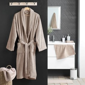 Světle hnědý bavlněný župan velikost M Tendresse – douceur d'intérieur