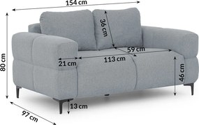 Šedomodrá pohovka 154 cm Helio – Ropez