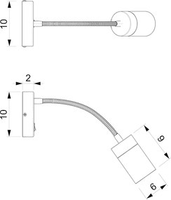 Nástěnné svítidlo Joker, 1x zlaté/černé kovové stínítko, b, vypínač