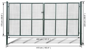 vidaXL Marketos Pletivá zahradní branka 400 x 175 cm