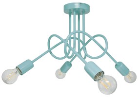 Light for home - Závěsné svítidlo 1001/4PT MONDO, 4xE27/60W,, 4xE27/60W, E27, pastelová tyrkysová